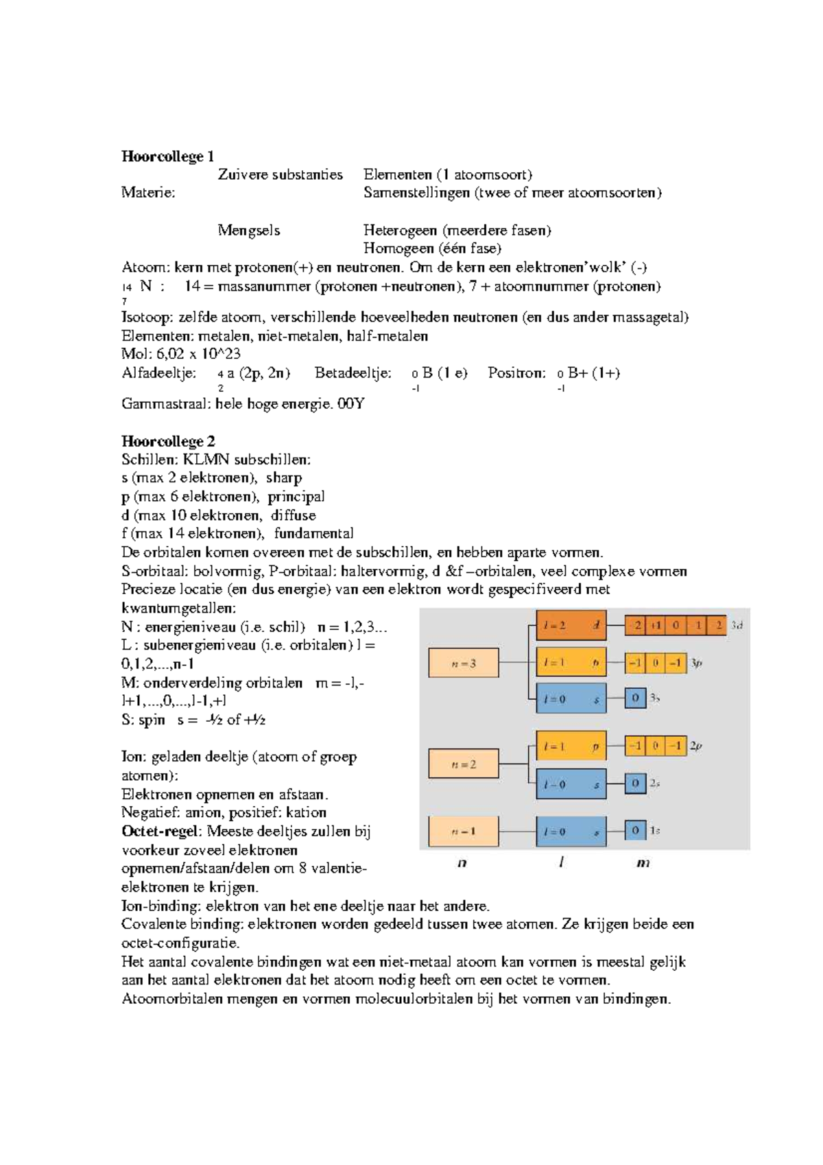 Aantekeningen Chemische samenstelling bepalen, college 1-6 ...