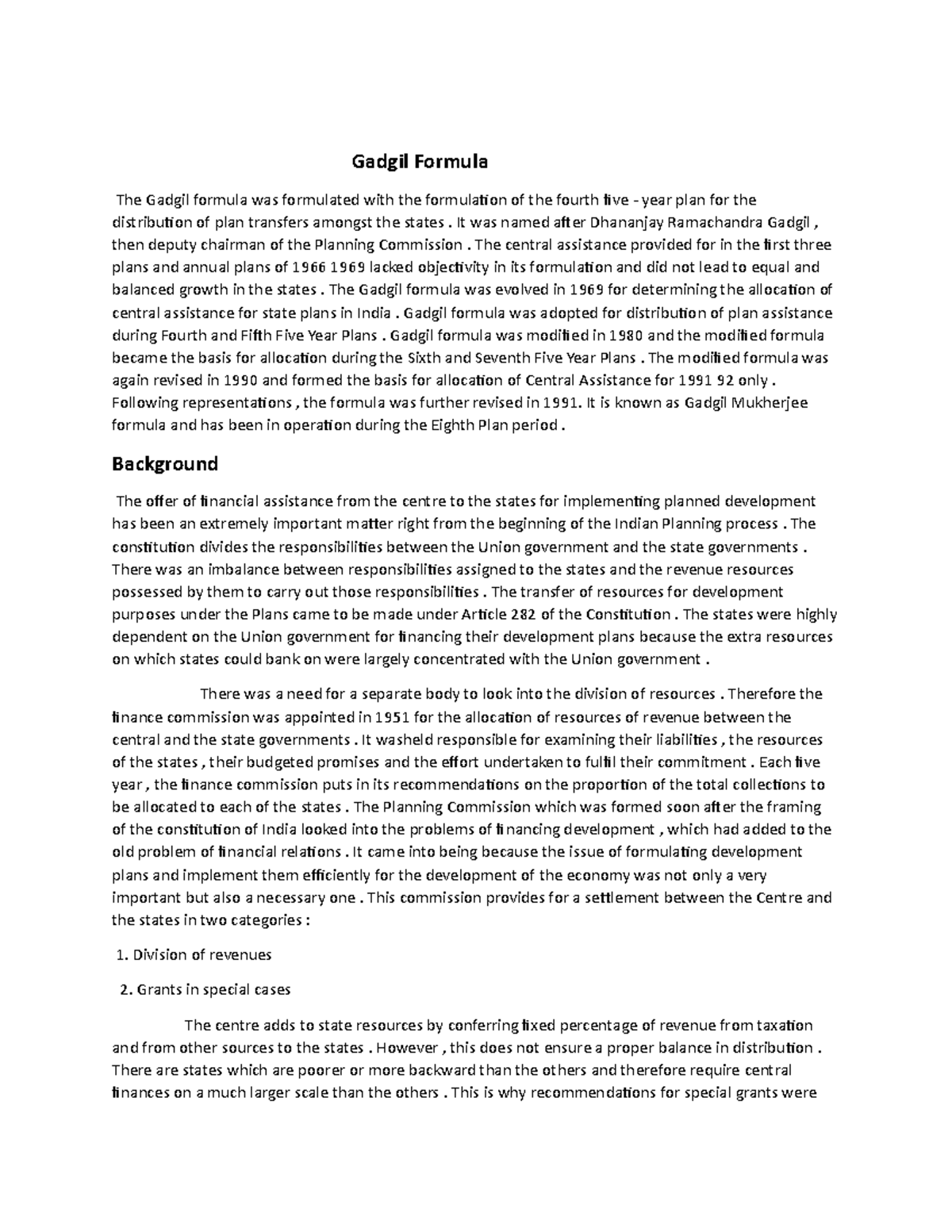 Gadgil - Useful - Gadgil Formula The Gadgil formula was formulated with ...