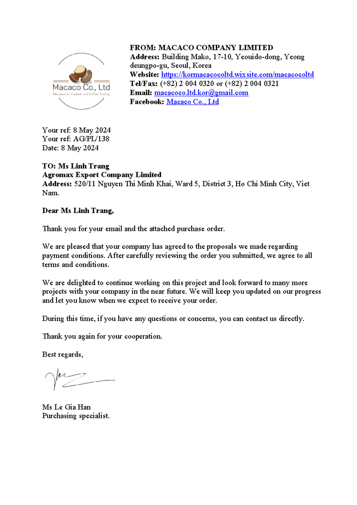 Macaco- Company- Limited- Letter-OF- Acceptance - FROM: MACACO COMPANY ...