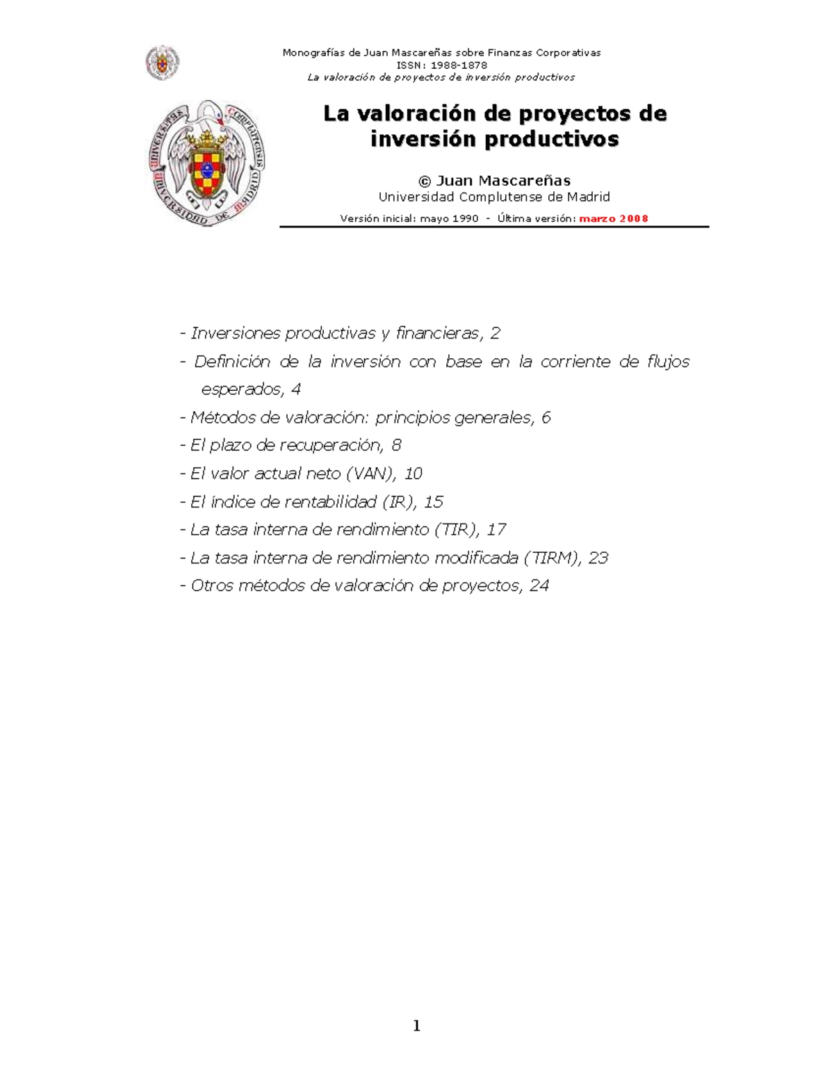3. La valoración de proyectos de inversión productivos - Inversiones ...
