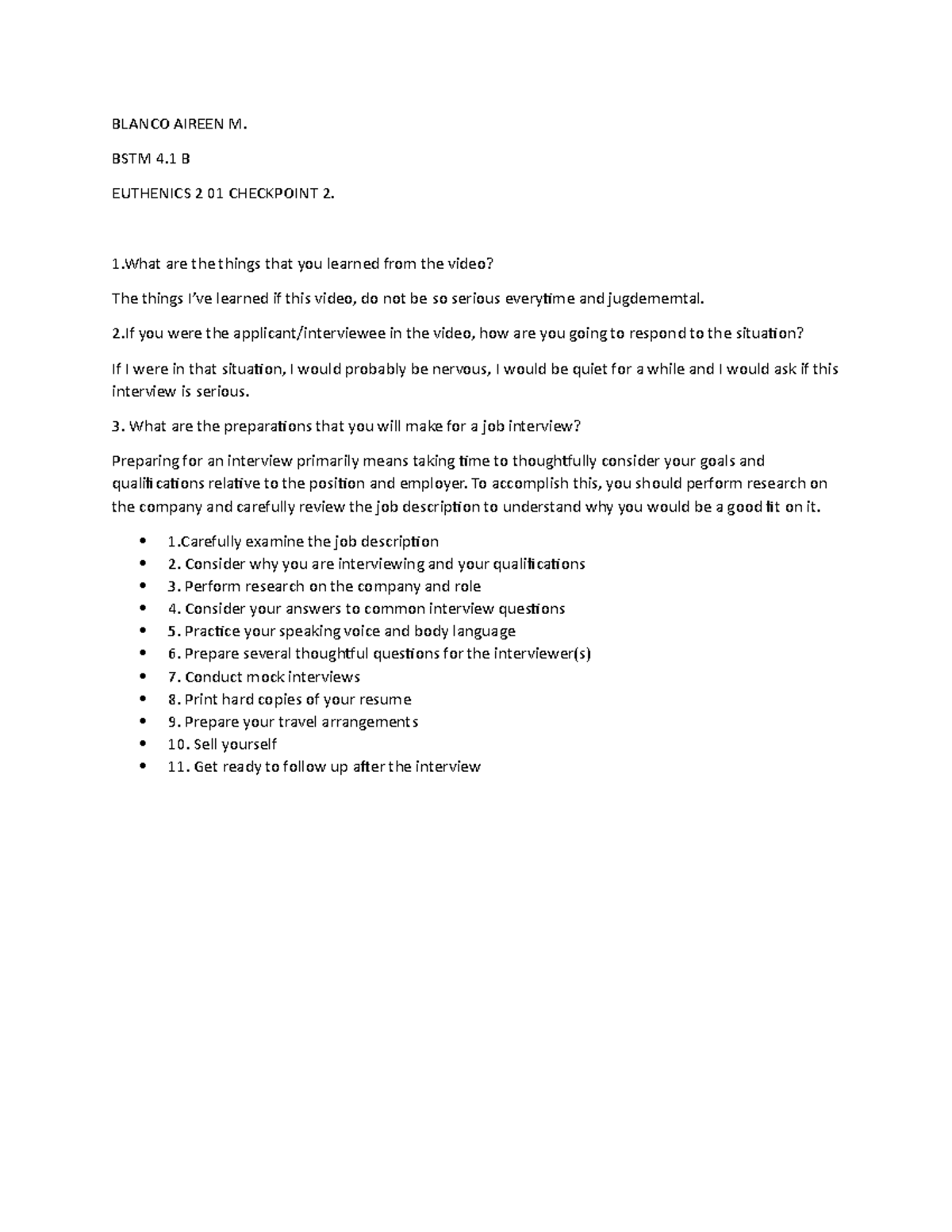 Euthenics 2 01 Checkpoint 2 - BLANCO AIREEN M. BSTM 4 B EUTHENICS 2 01 ...