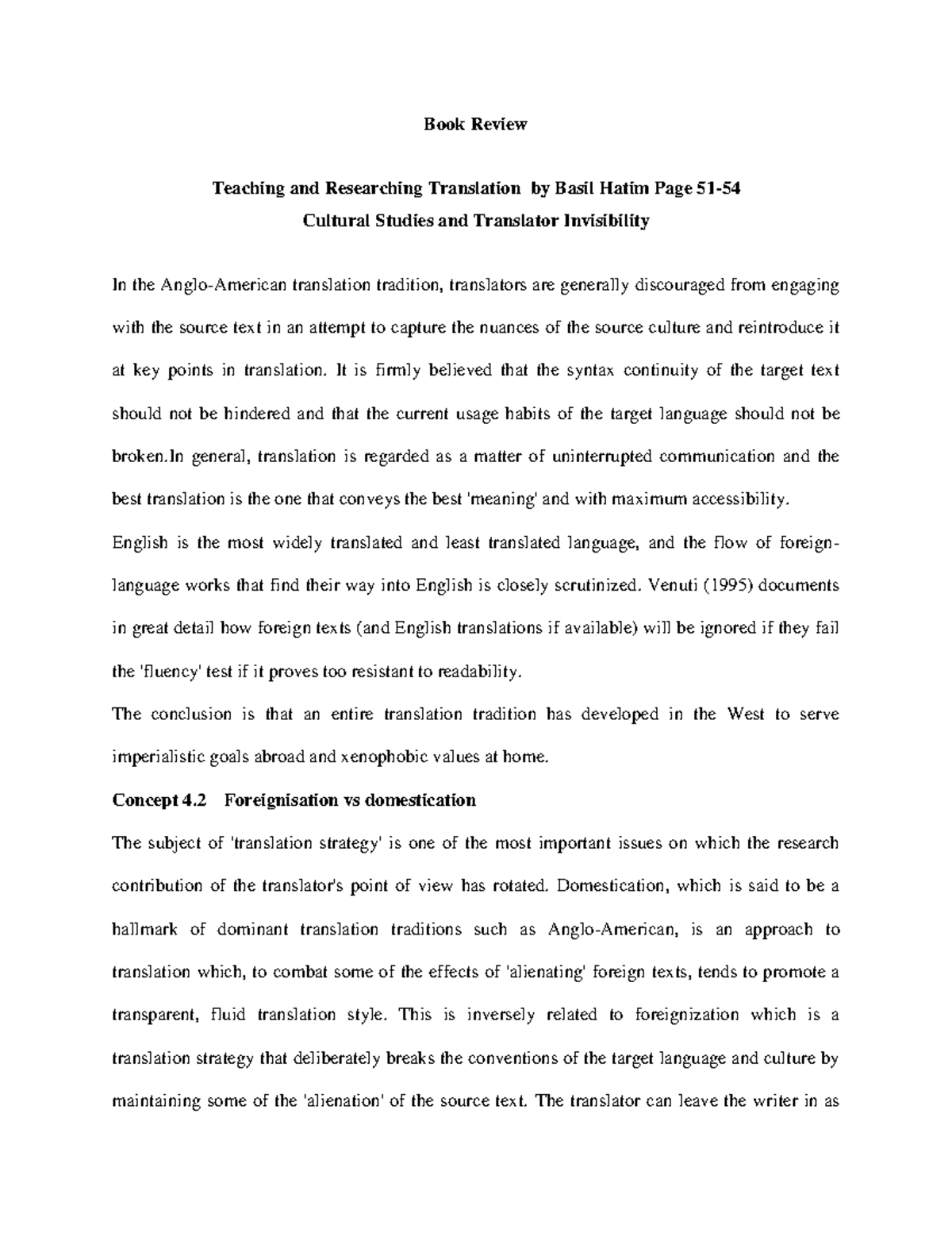 Teaching and Researching Translation by Basil Hatim Page 51-54 Cultural ...