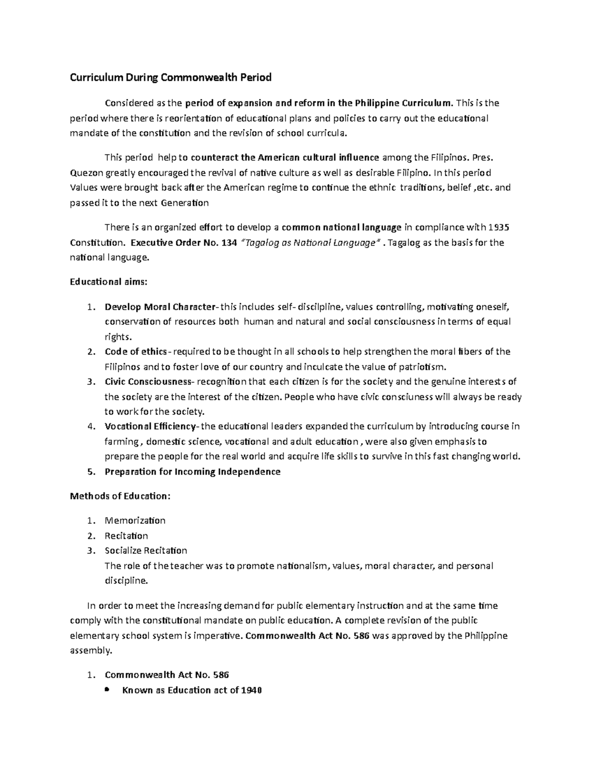 Commonwealth Education - Curriculum During Commonwealth Period ...