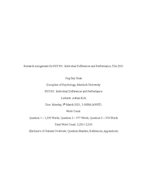 PSY391 - Murdoch - Personality and Performance - Studocu