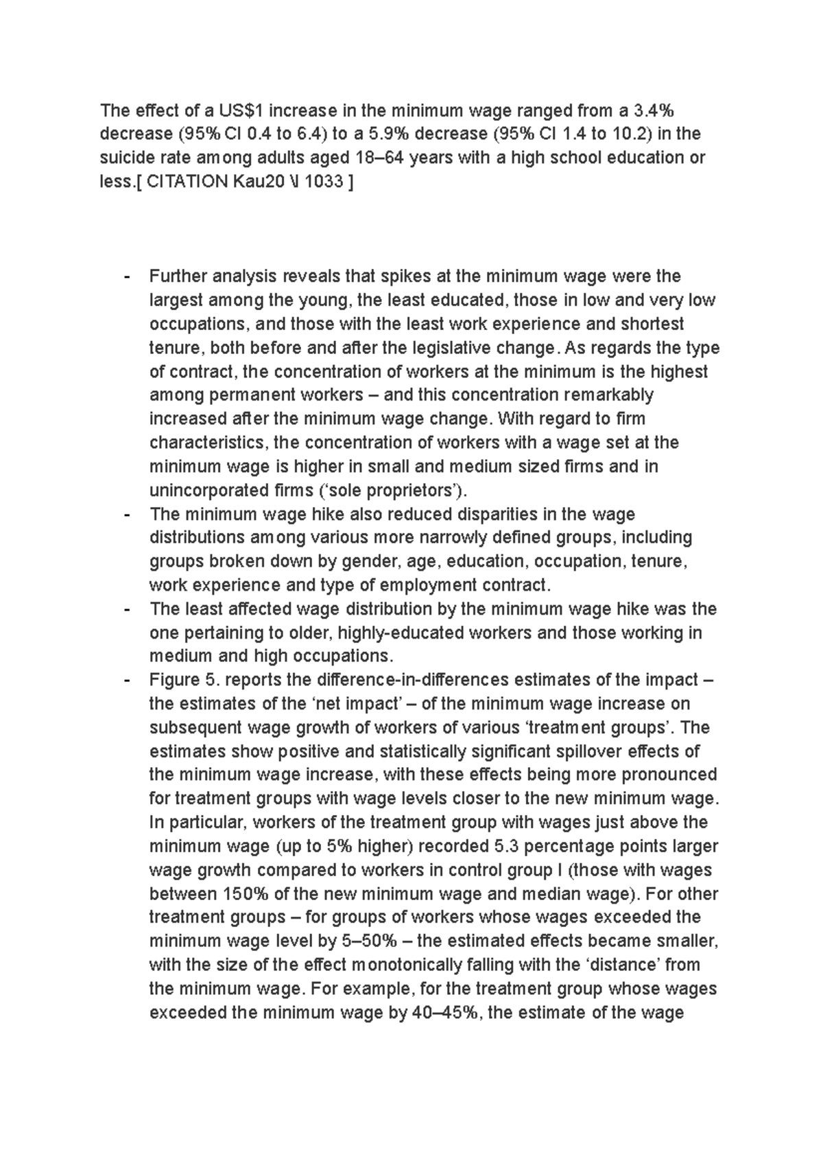 TGD notes - The effect of a US$1 increase in the minimum wage ranged ...