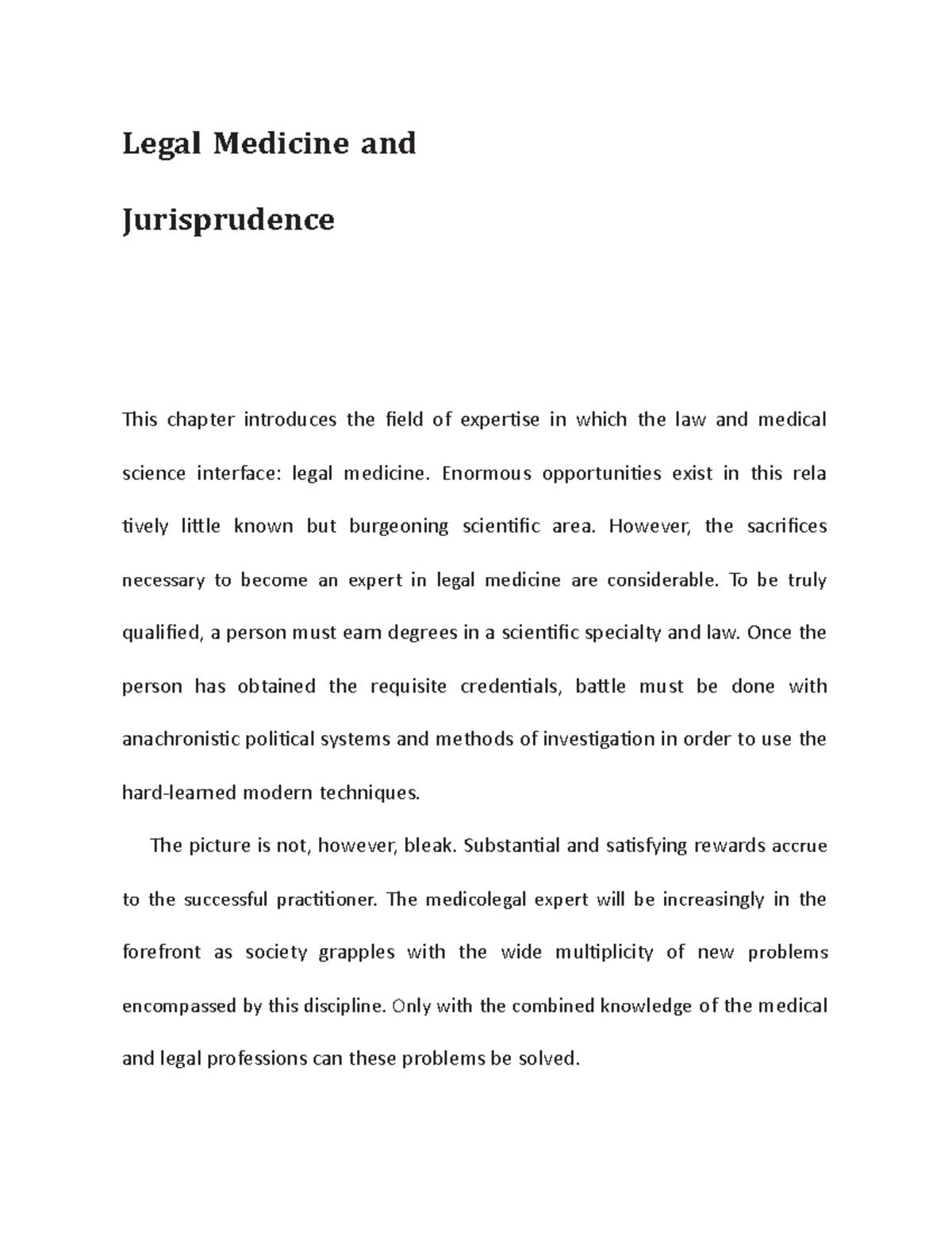 The Investigative Systems Legal Medicine and Jurisprudence - Legal Medicine and Jurisprudence ...