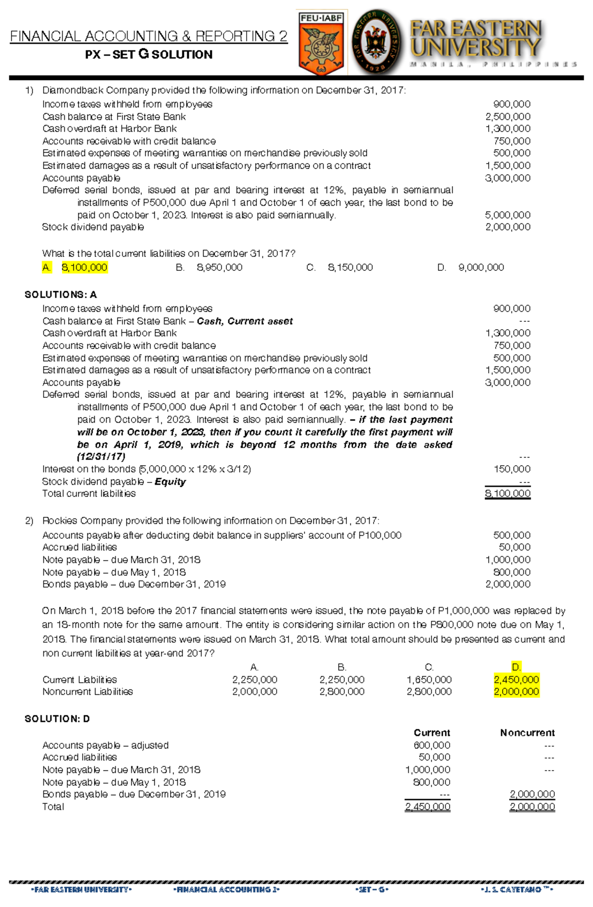 PX SET G Solution - Practice materials - FINANCIAL ACCOUNTING ...