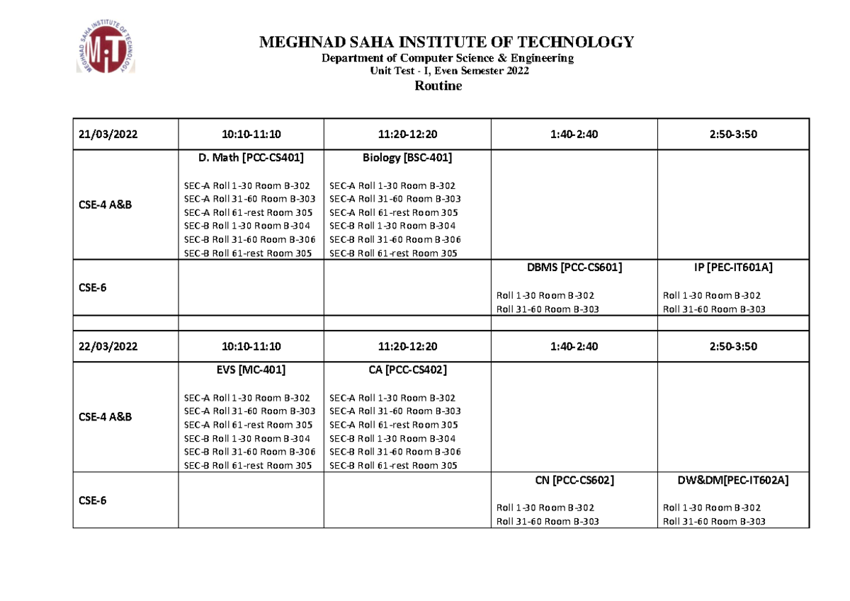 CSE UT 1 new Routine - Bjjjkkkjnb lauda benchod gand mara bhoddike ...