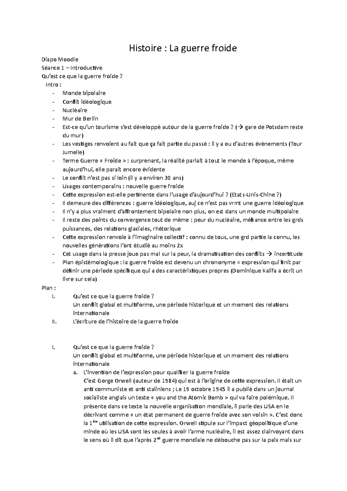 Cours - la guerre froide - Histoire : La guerre froide Diapo Moodle ...