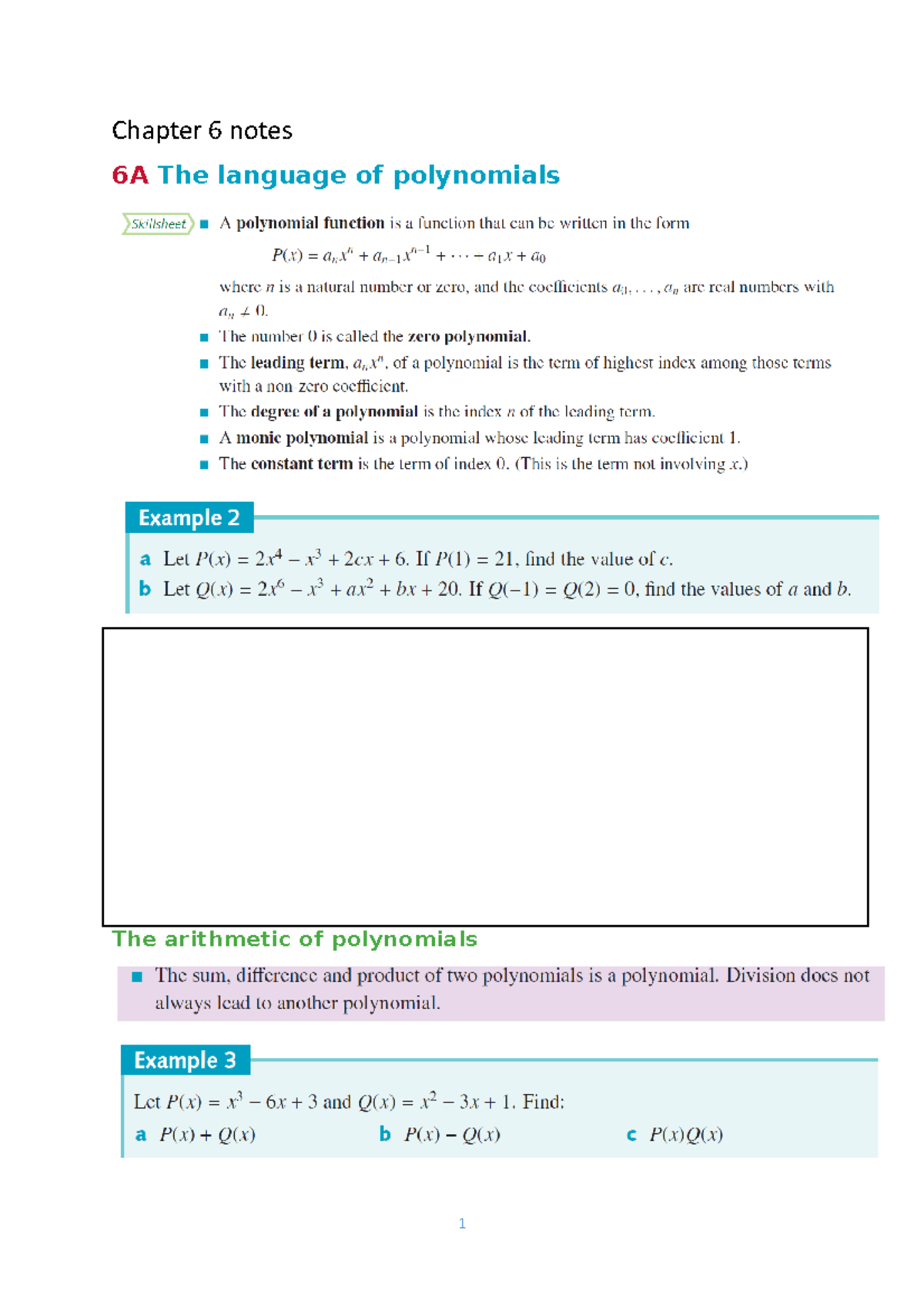 Chapter 6 notes - practice - Chapter 6 notes 6A The language of ...