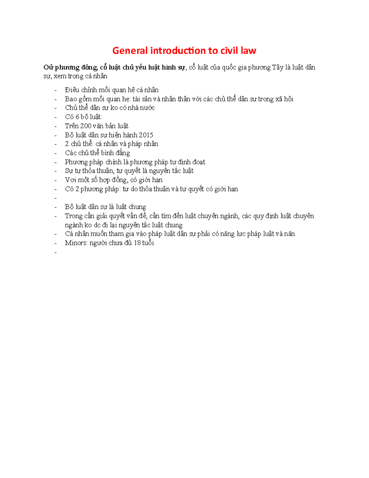 General introduction to civil law - Studocu