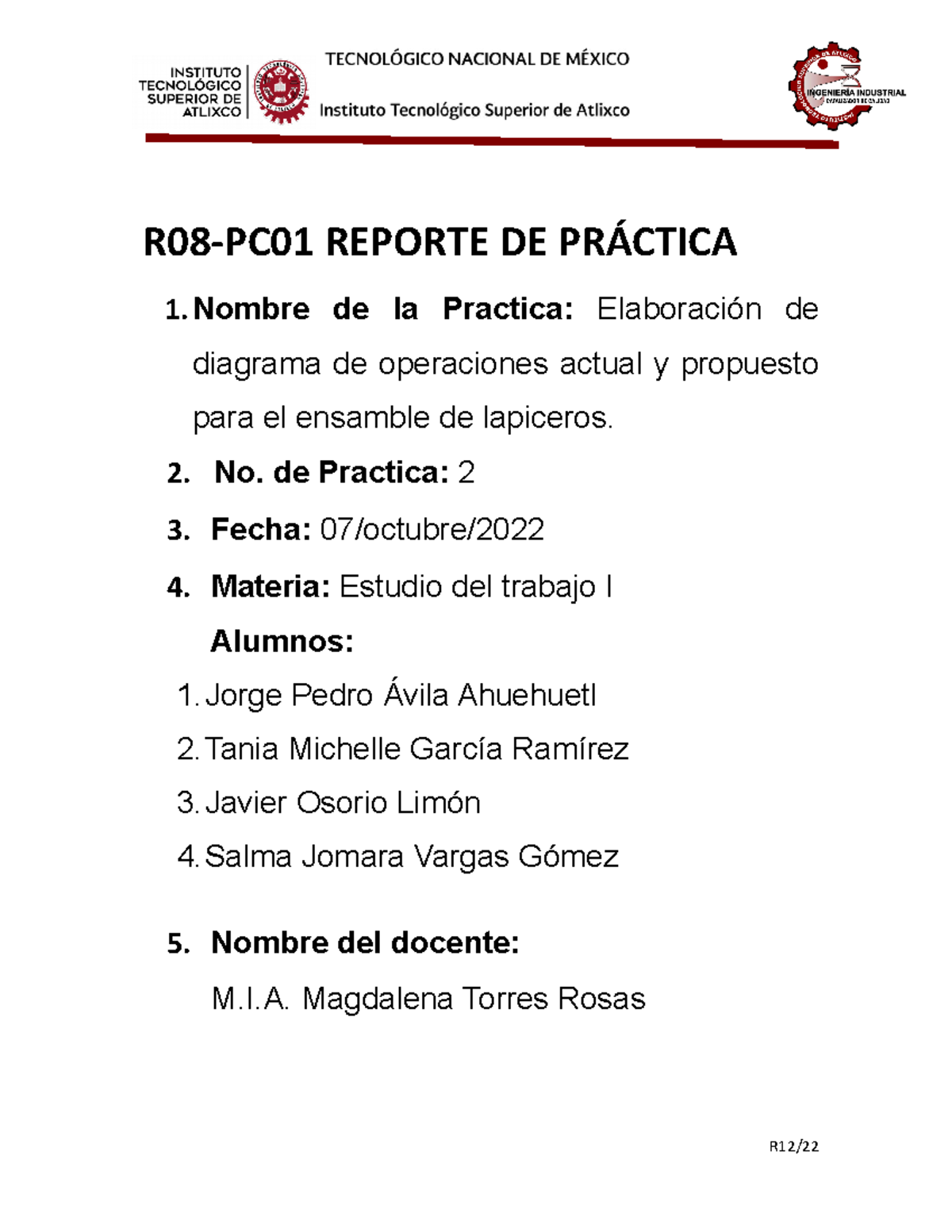 Analisis-1 - Que les sirva - R08-PC01 REPORTE DE PRÁCTICA 1. Nombre de ...