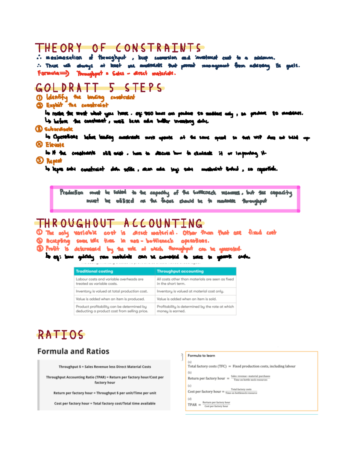PART B-Throughput Accounting - HI R C NS RA I S maximaxation of ...