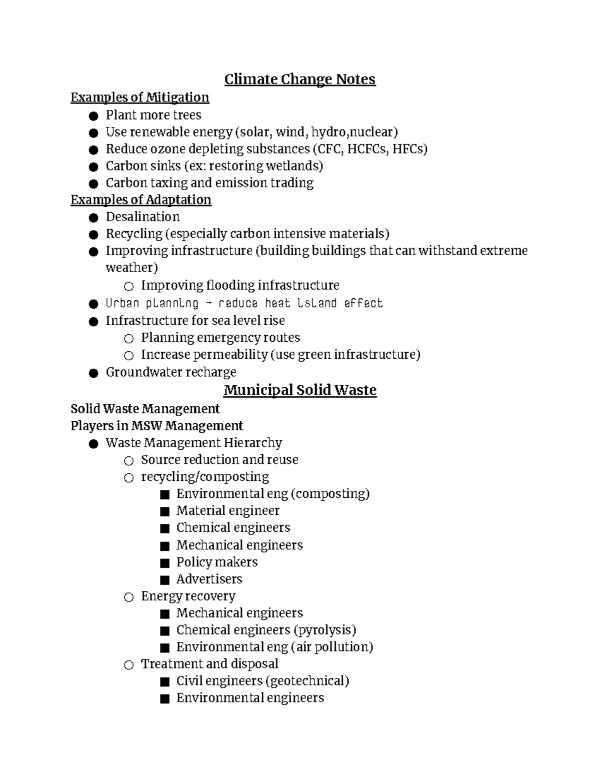 Climate Change and MSW (4 18) - Climate Change Notes Examples of ...