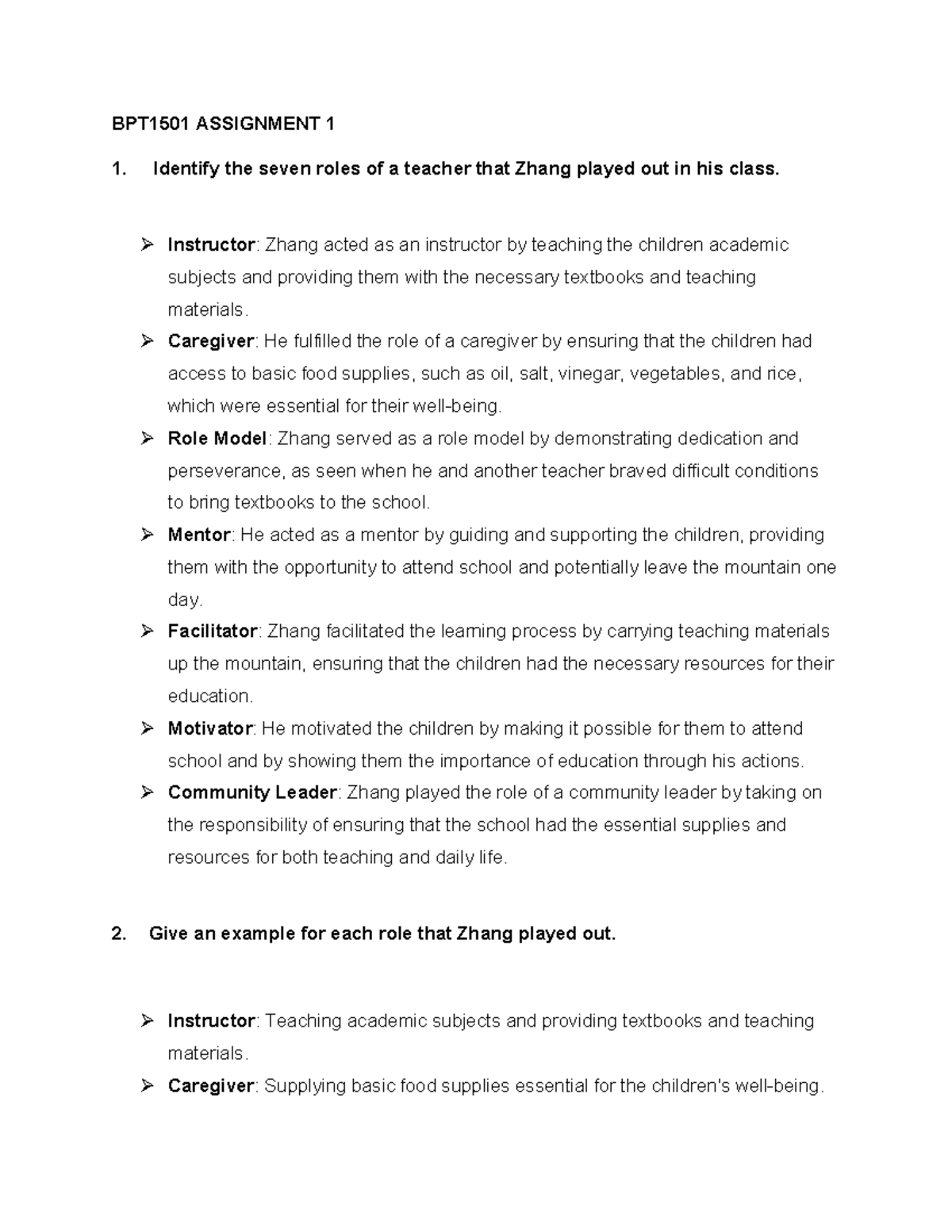 BPT1501 Assignment 1 - BPT1501 ASSIGNMENT 1 Identify the seven roles of ...