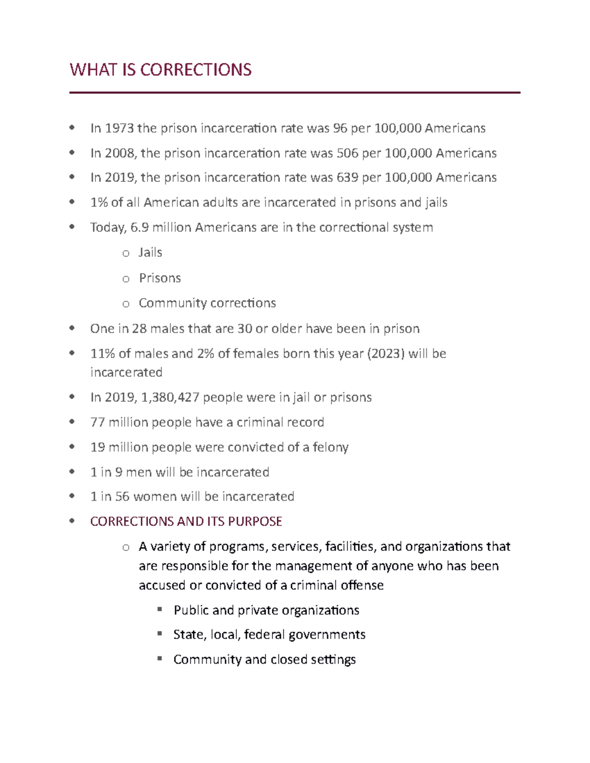 Corrections chapter 1 - CREDIT- PROFESSOR WOOD - WHAT IS CORRECTIONS In ...