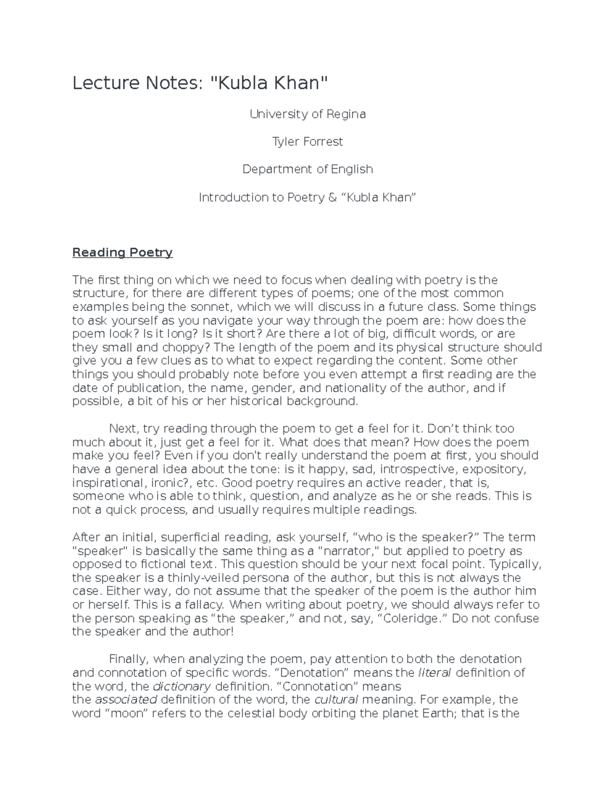 Lecture Notes - Some things to ask yourself as you navigate your way ...