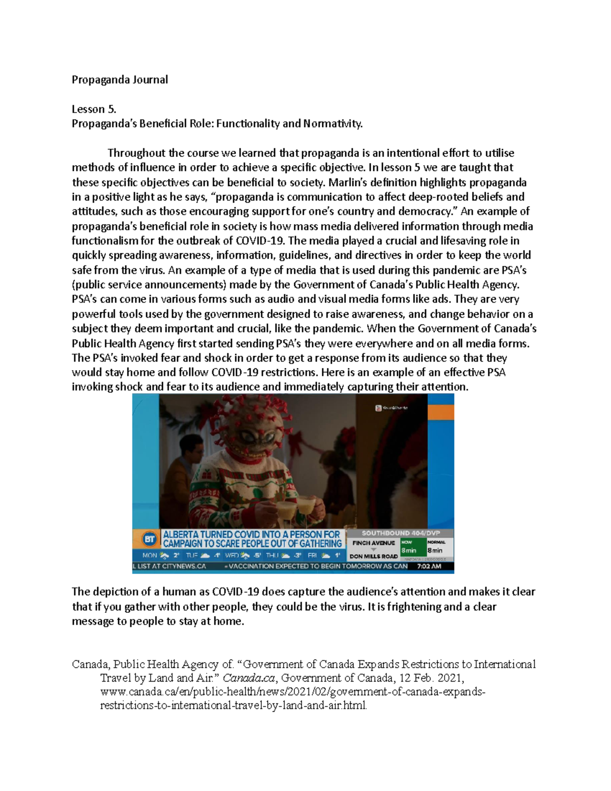 Propaganda Journal - Grade: B - Propaganda Journal Lesson 5. Propaganda ...