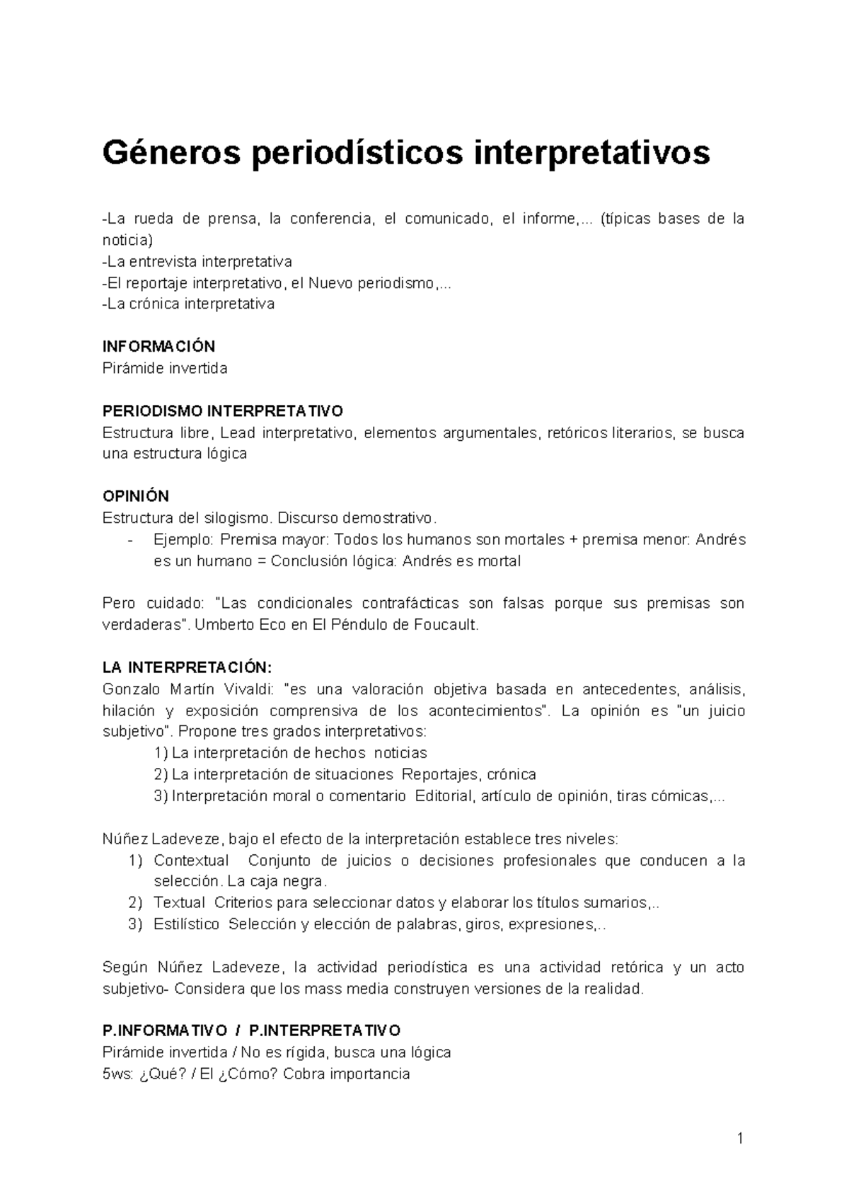 Géneros apuntes - Géneros periodísticos interpretativos -La rueda de ...