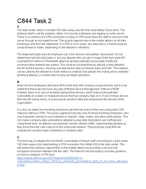 TASK 2 WLAN AND Mobile Security PLAN - A. Describe two WLAN vulnerabilities that present risks ...