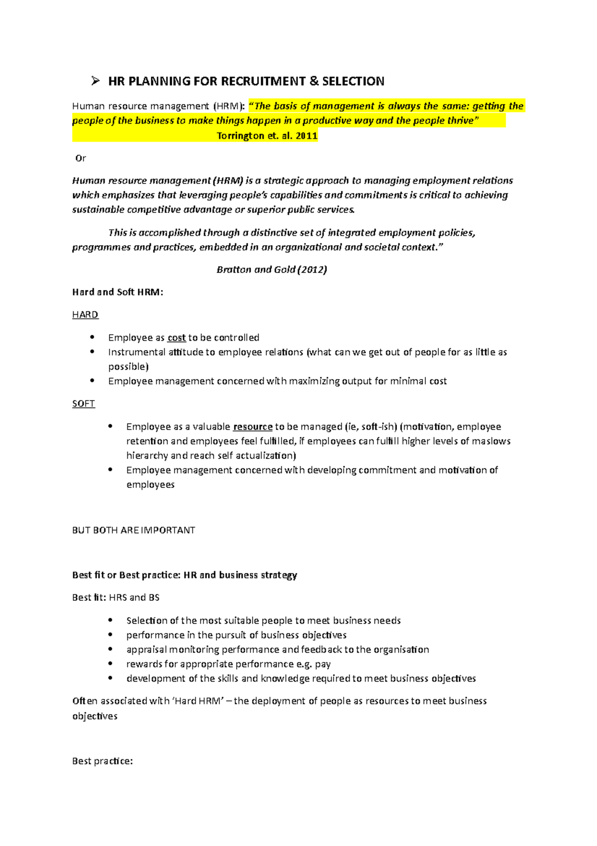 HR Planning FOR Recruitment - HR PLANNING FOR RECRUITMENT & SELECTION ...