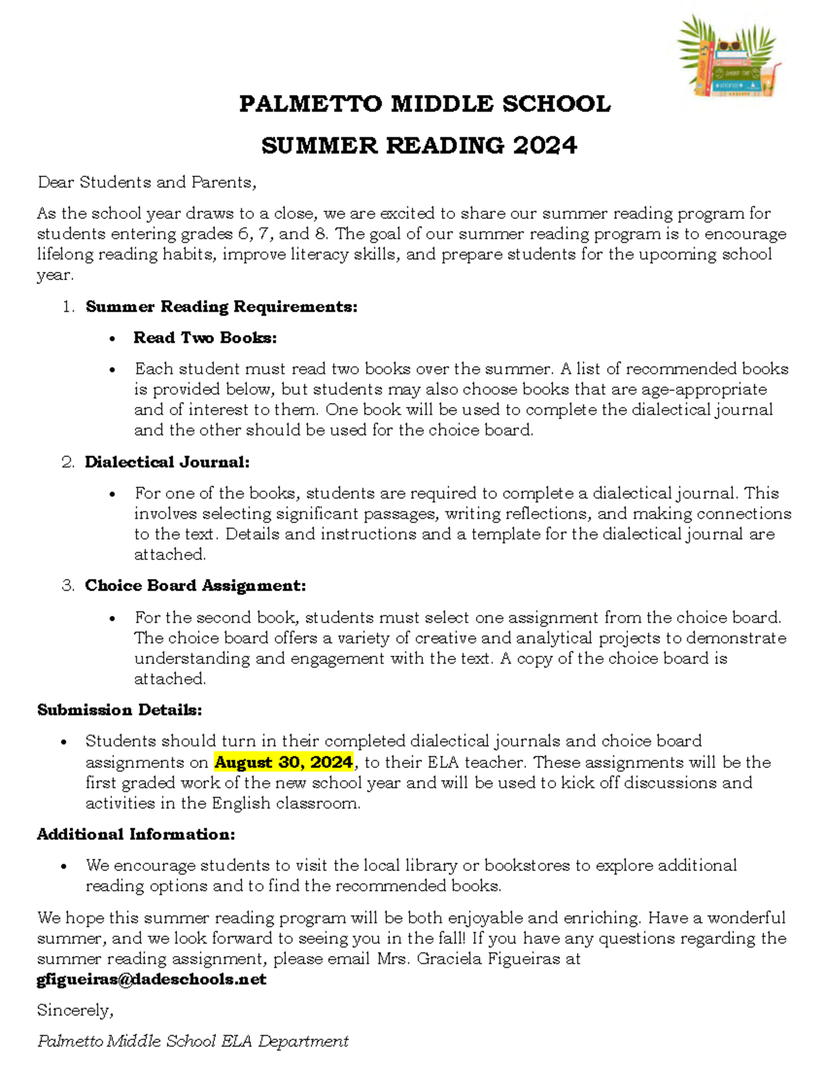 Palmetto- Middle - Summer- Reading-2024-REV - PALMETTO MIDDLE SCHOOL ...