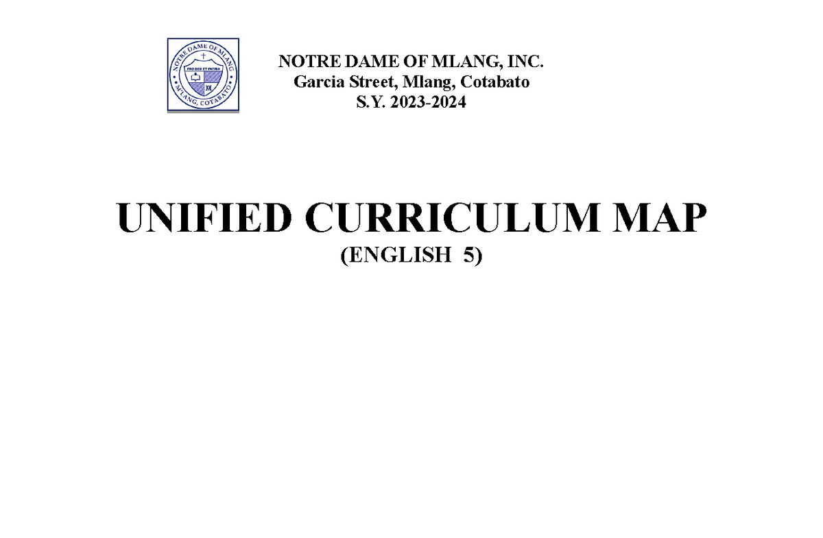 English 5 final - NOTRE DAME OF MLANG, INC. Garcia Street, Mlang ...