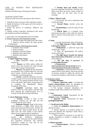 Acute Respiratory Failure Outline - Care Of Patients With Respiratory ...