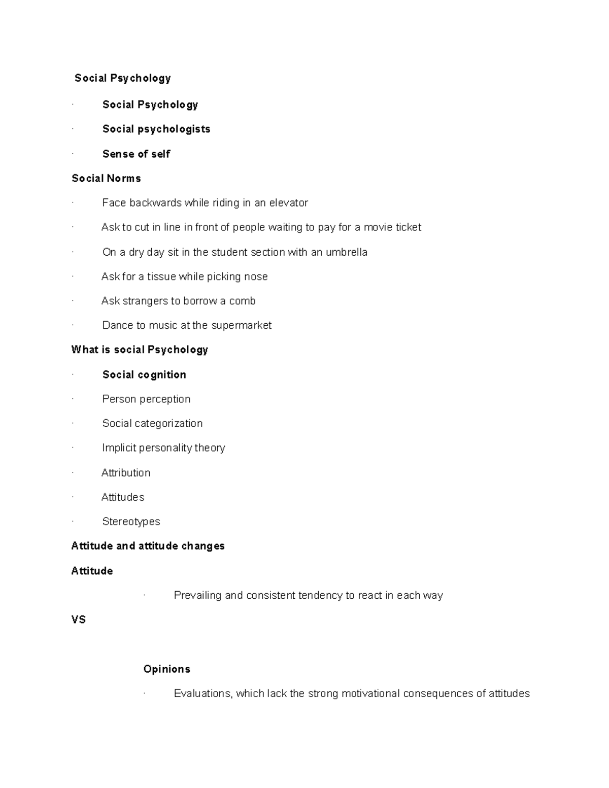 Social Psychology - Notes taken in class for psy 100A - Social ...