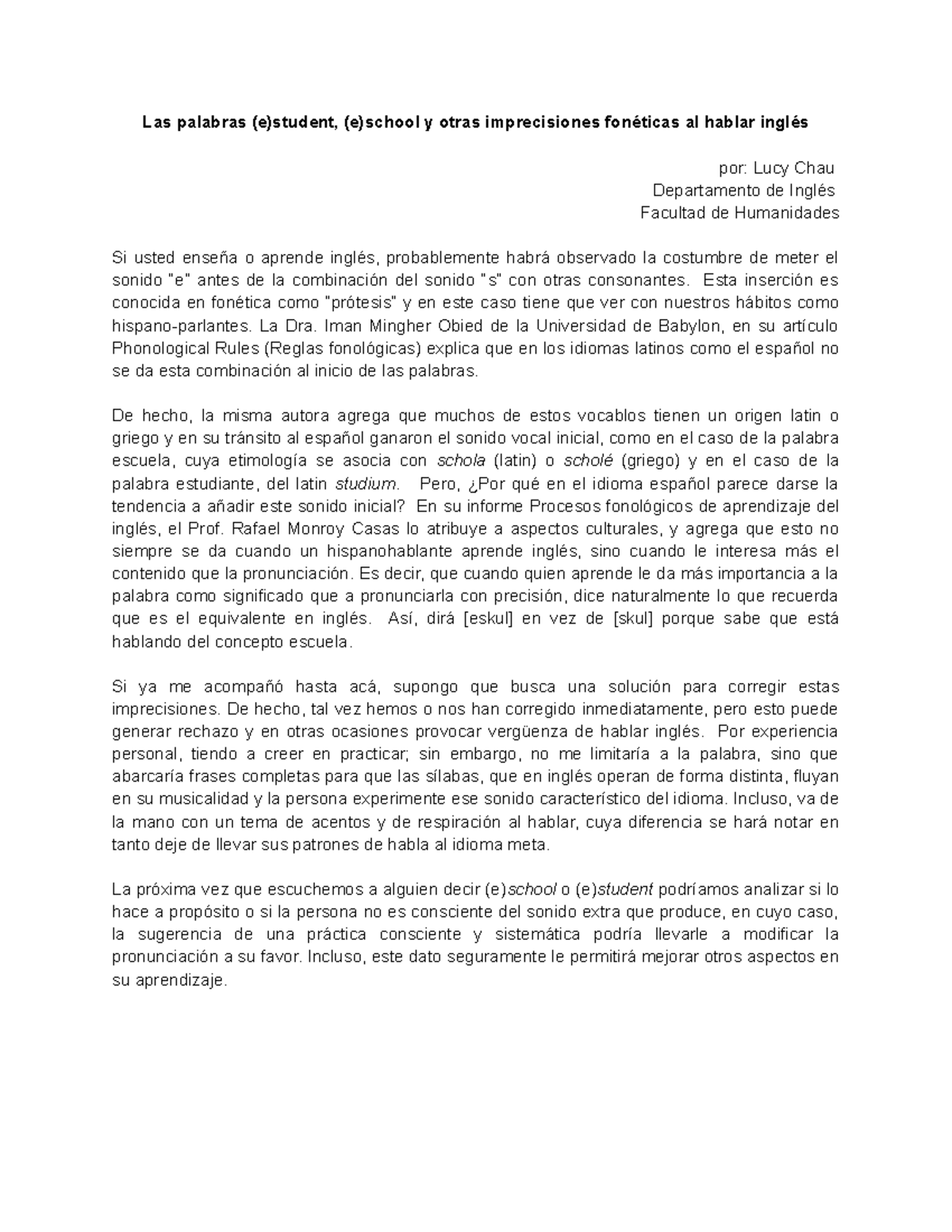 Artículo Las palabras (e)student, (e)school y otras imprecisiones ...