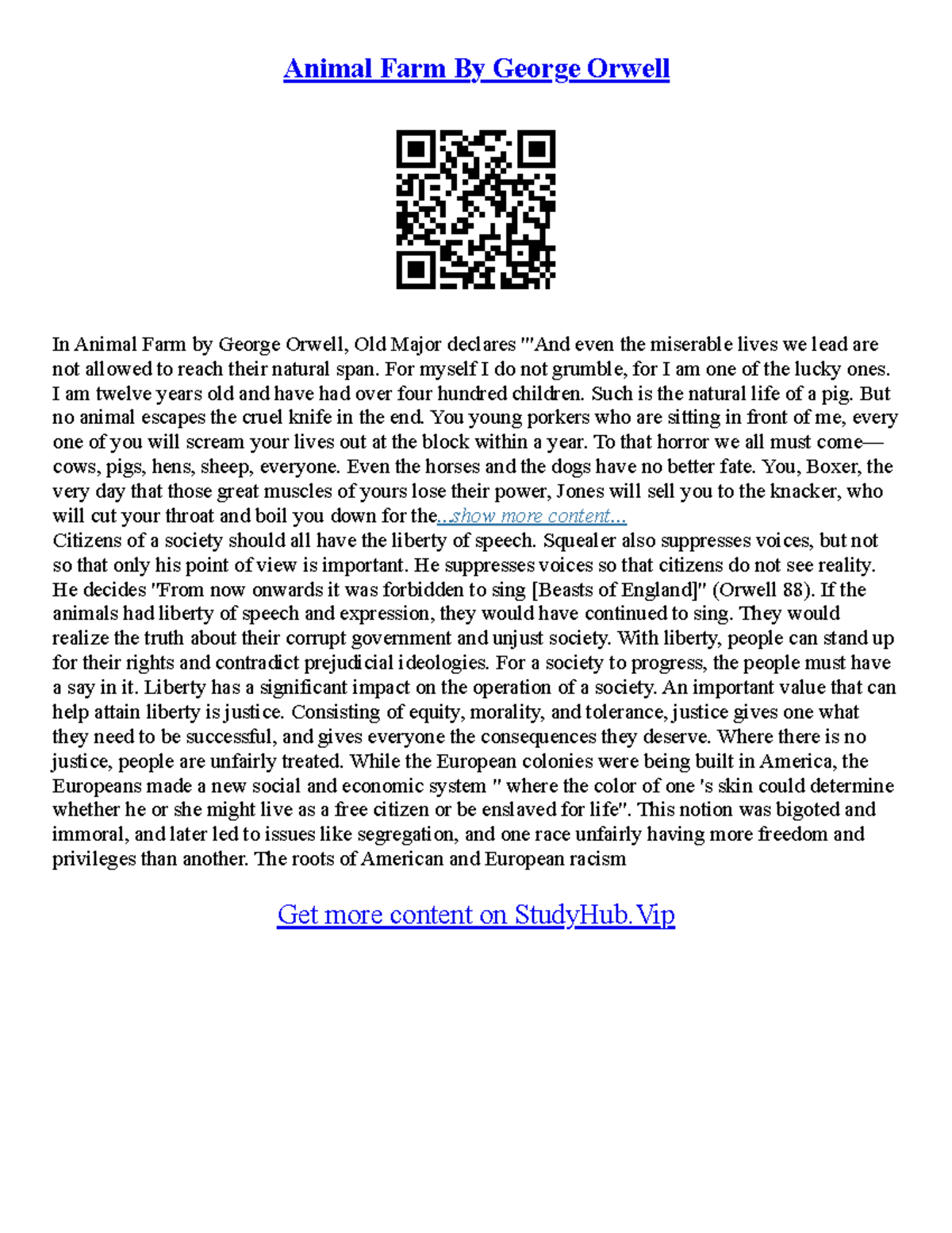 Animal Farm George Orwell Essay - Animal Farm By George Orwell In ...