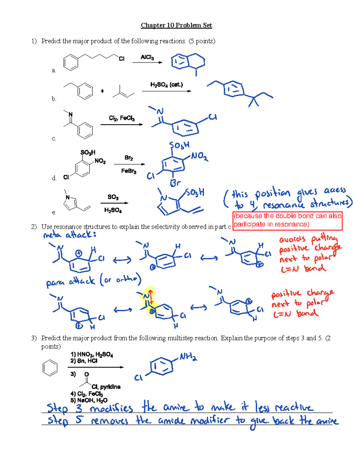 organic chemistry - Chapter 10 Problem Set Predict the major product of the following reactions ...