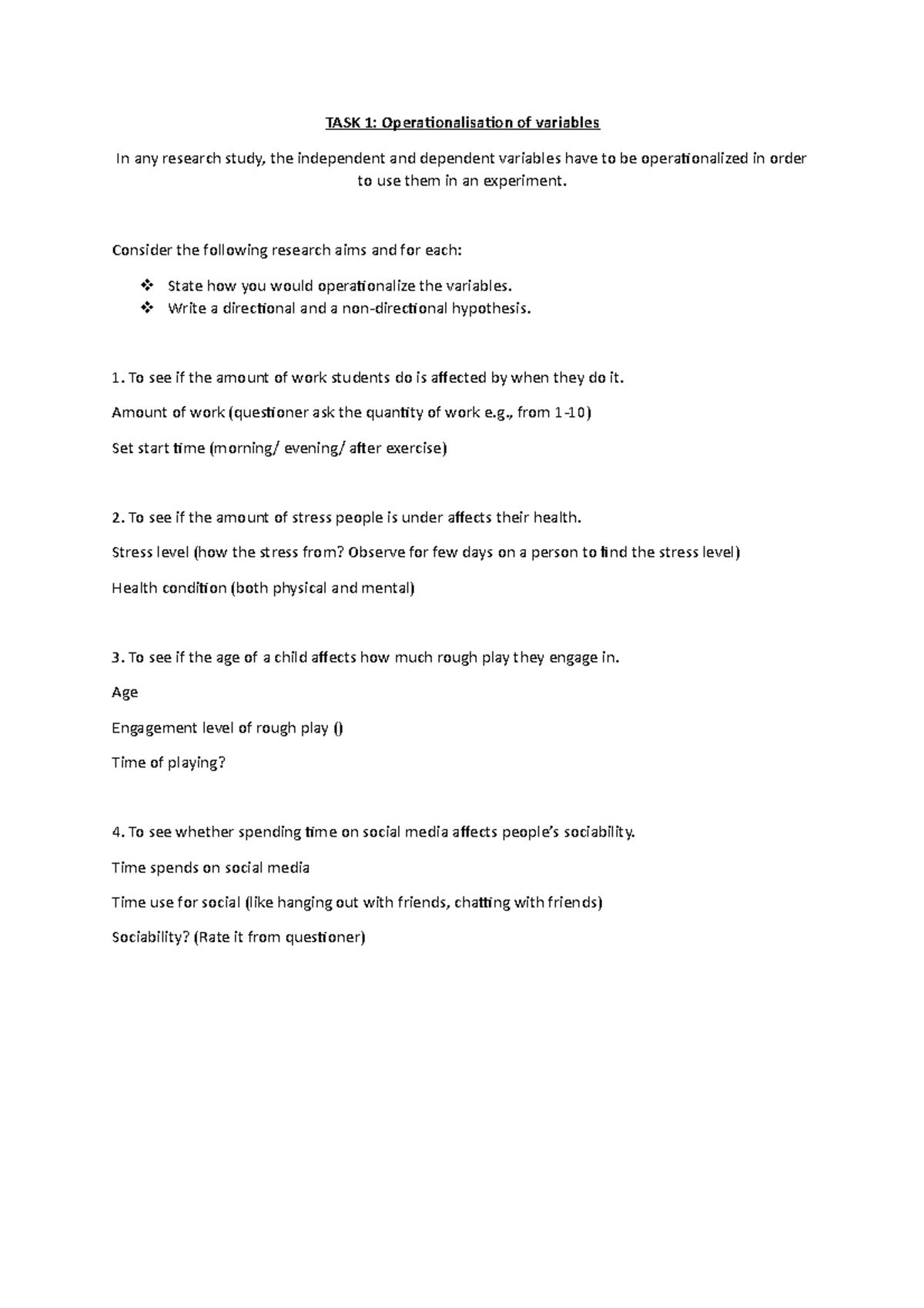9.2 Task 1 Operationalisation of variables - TASK 1: Operationalisation ...