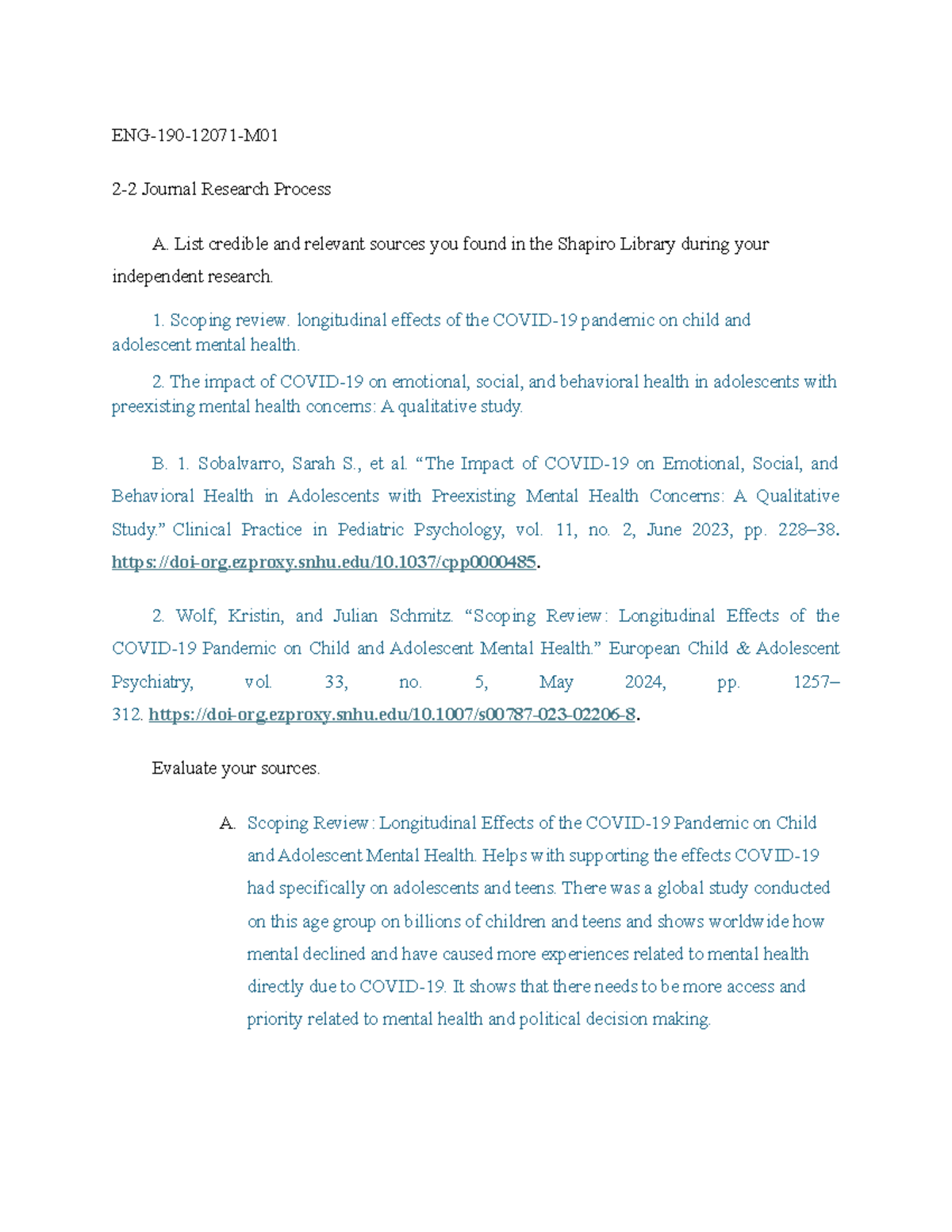 ENG 190 Module Journal - PLEASE SEE ASSIGNMENT - ENG-190-12071-M 2-2 ...