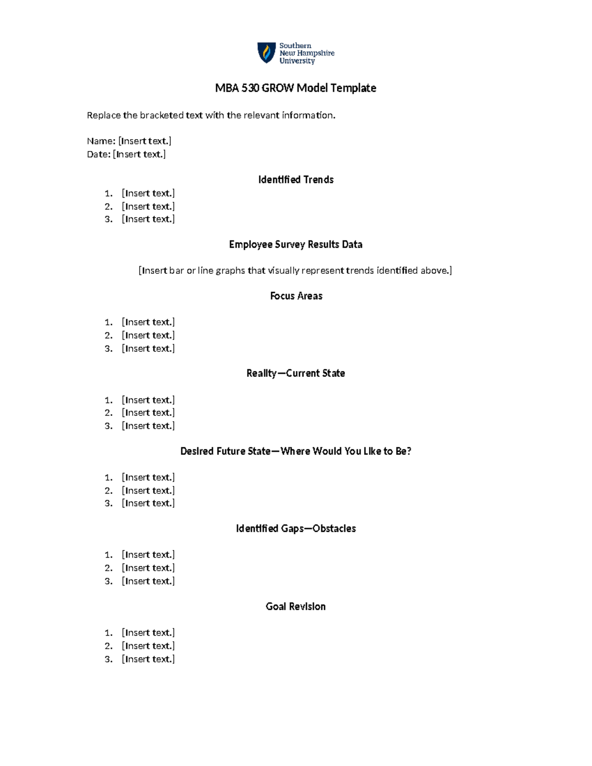 MBA 530 GROW Model Template - MBA 530 GROW Model Template Replace the ...