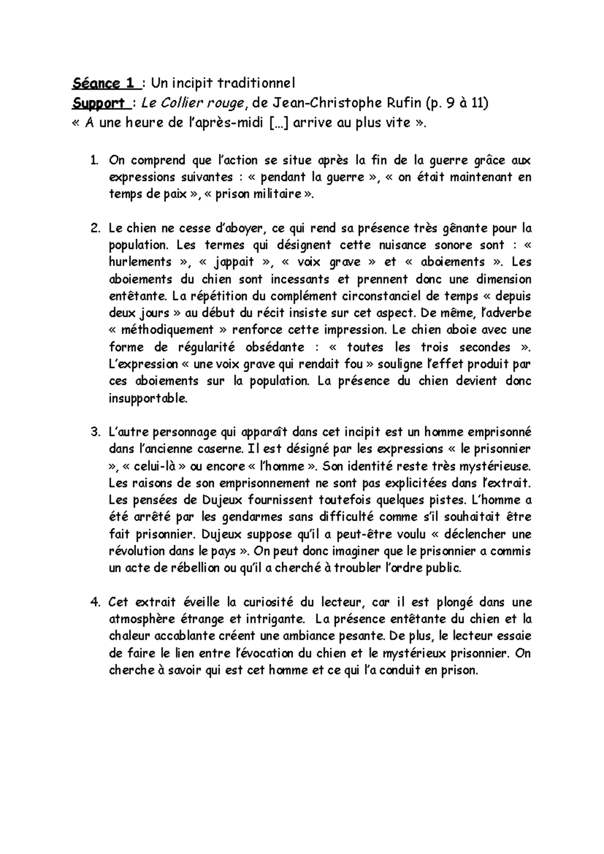 Séance1Rufin - Séance 1 : Un incipit traditionnel Support : Le Collier ...