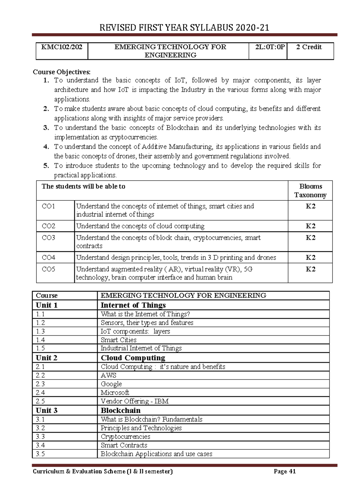 ET - Paper and syllabus - REVISED FIRST YEAR SYLLABUS 2020- Curriculum ...