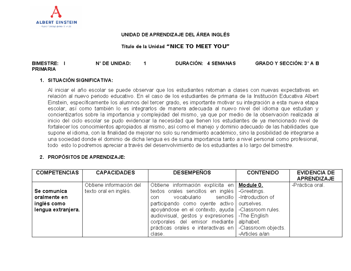 3P Learning Units - TESOL Lesson plan model - UNIDAD DE APRENDIZAJE DEL ...