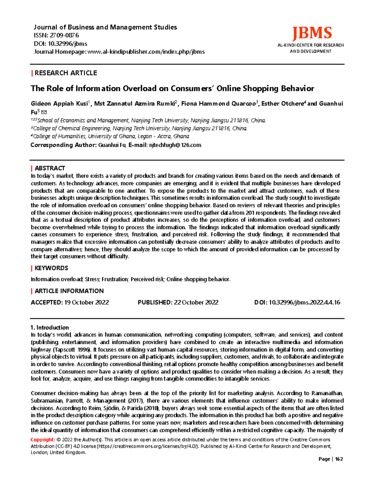 The Role of Information Overload on Consumers Onl - Journal of Business ...