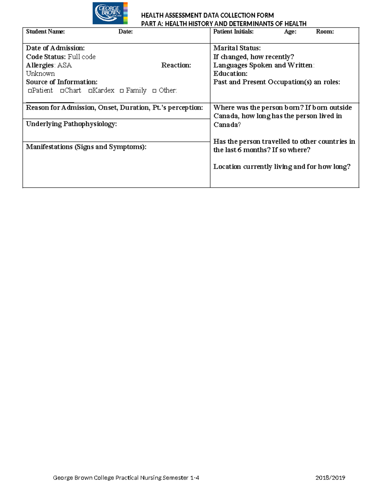 Pnhealthassessmentdatacollectionform 2018 2019 - HEALTH ASSESSMENT DATA ...