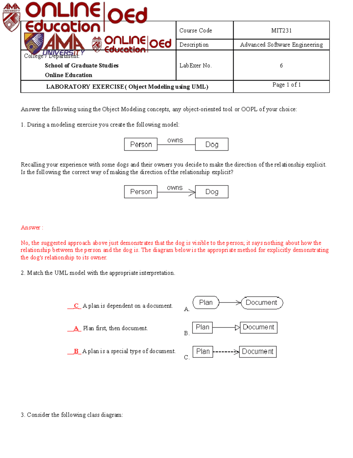 Abadpaulchristian -Laboratory Exercise 006 - Course Code MIT Description Advanced Software - Studocu