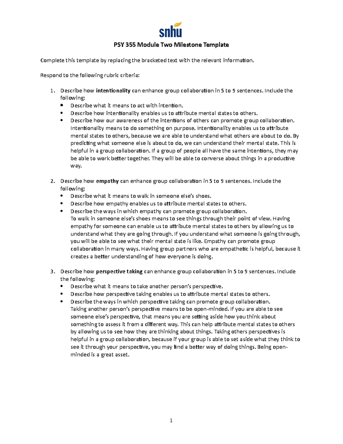 PSY 355 Module Two Milestone Template - PSY 355 Module Two Milestone ...