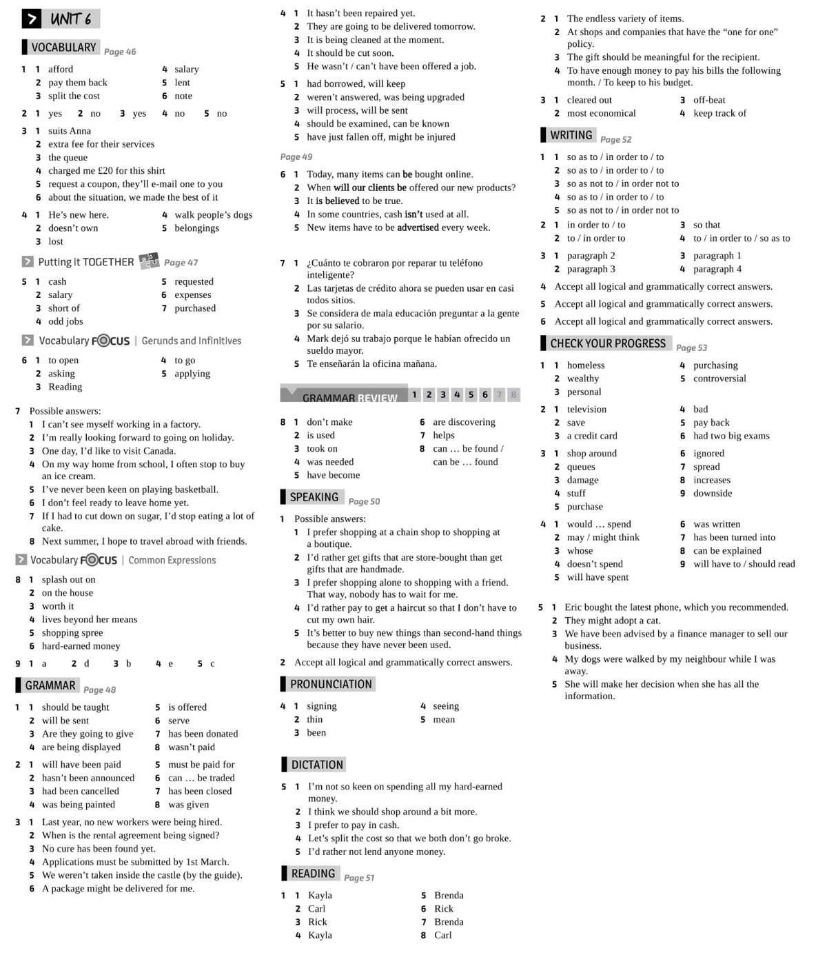 6 - Unit 6 Workbook Answer Key - Inglés I - Studocu