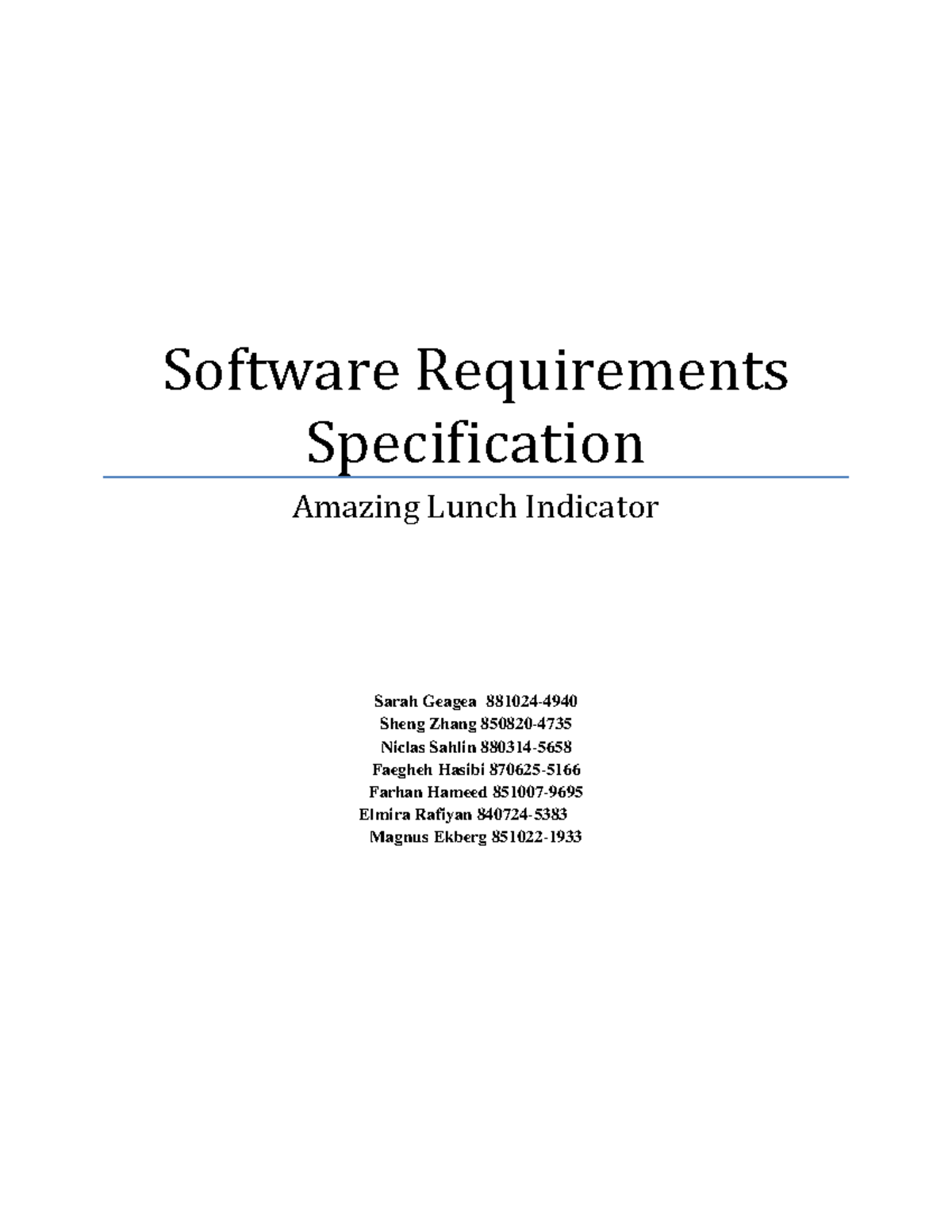 SRS Sample 2 - Software Requirements Specification Amazing Lunch ...