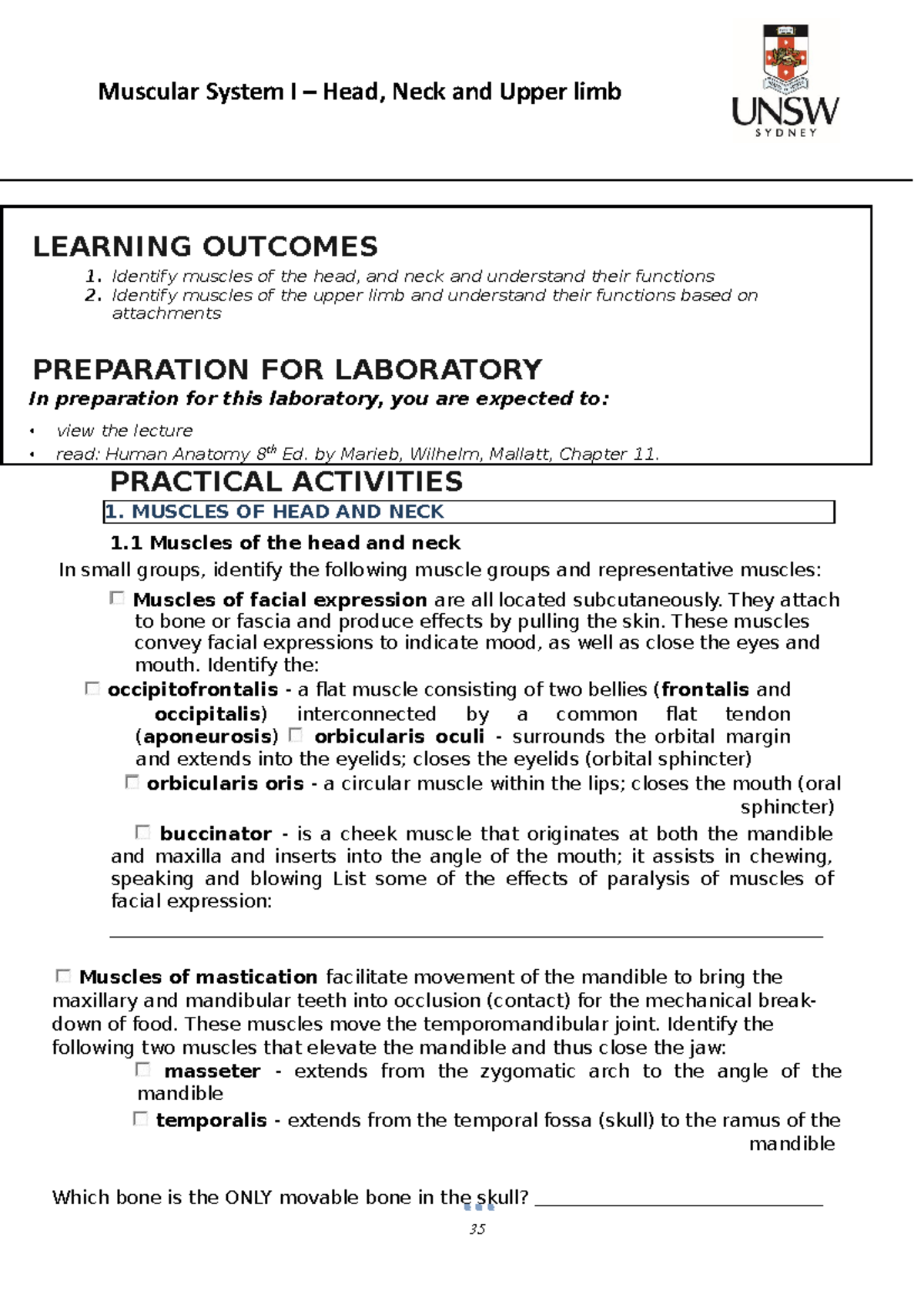 Muscular System I Head Neck and Upper limb - Studocu
