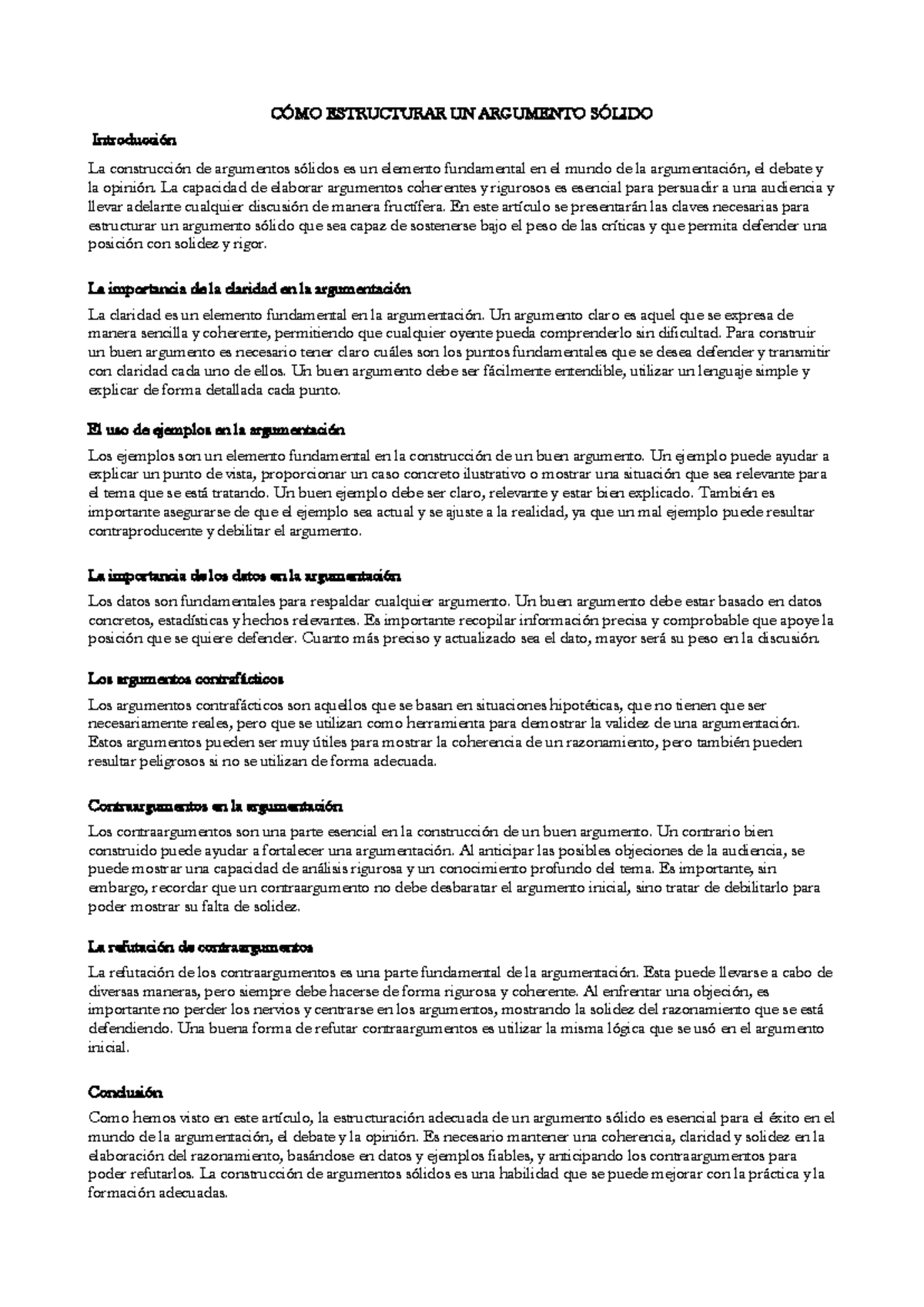 Como estrcturar un argumento solido - CÓMO ESTRUCTURAR UN ARGUMENTO ...