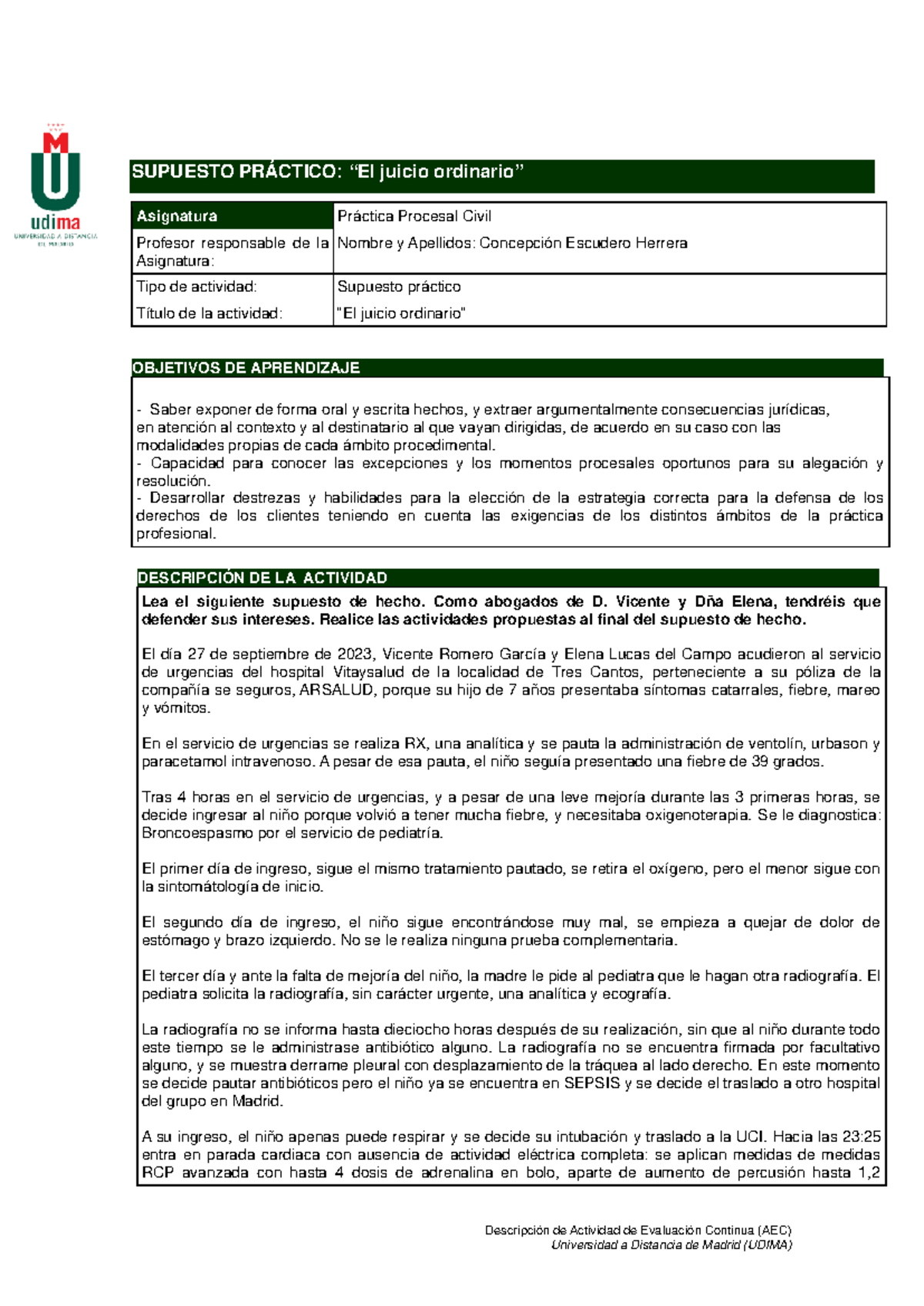 Juicio ordinario - Descripción de Actividad de Evaluación Continua (AEC ...