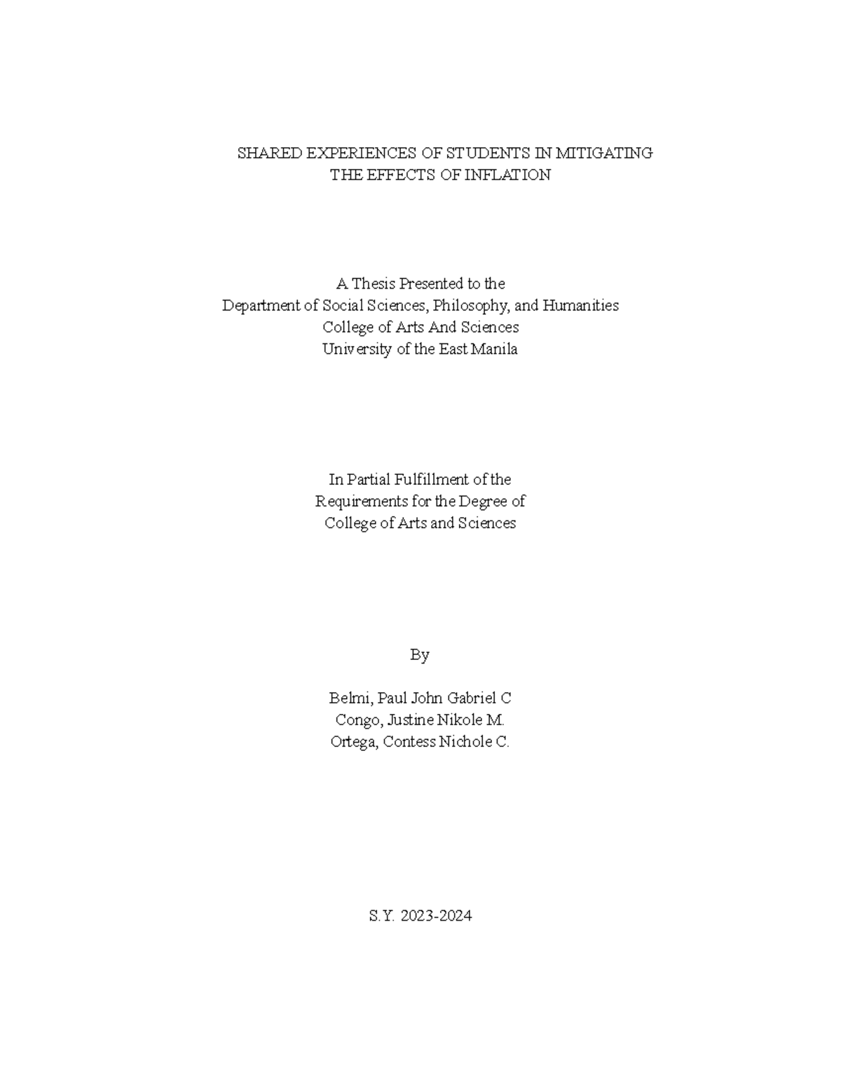 Chapter 1 ( problem and its background , SOP) - SHARED EXPERIENCES OF ...