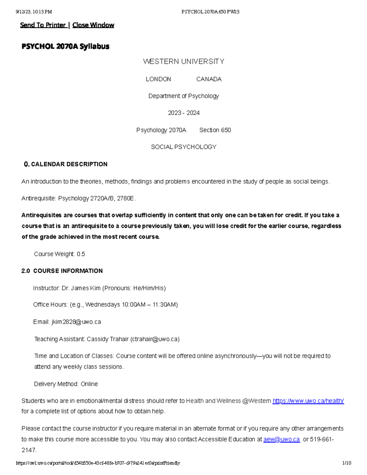 Psych 2070A Syllabus - Send To Printer | Close Window PSYCHOL 2070A ...