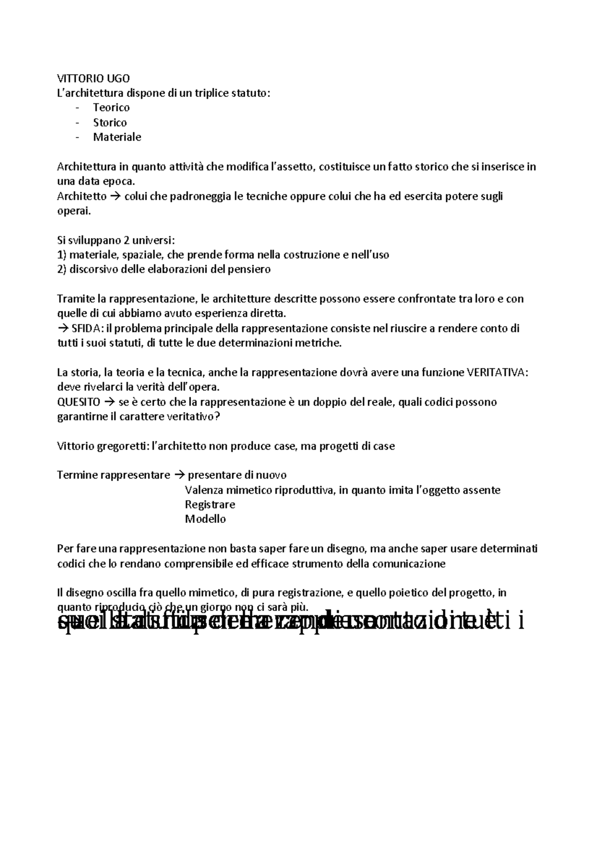 Vittorio UGO - Riassunto Fondamenti della rappresentazione ...